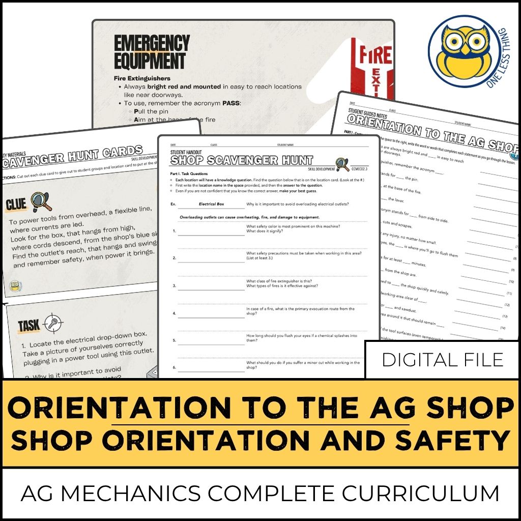 CCMEC02.3 ORIENTATION TO THE AG SHOP, Ag Mechanics Curriculum – One ...