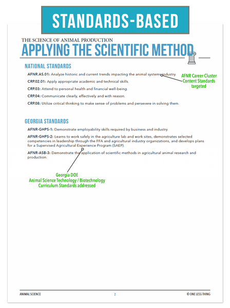 CCANS02.2 Applying the Scientific Method, Animal Science Complete Curr ...