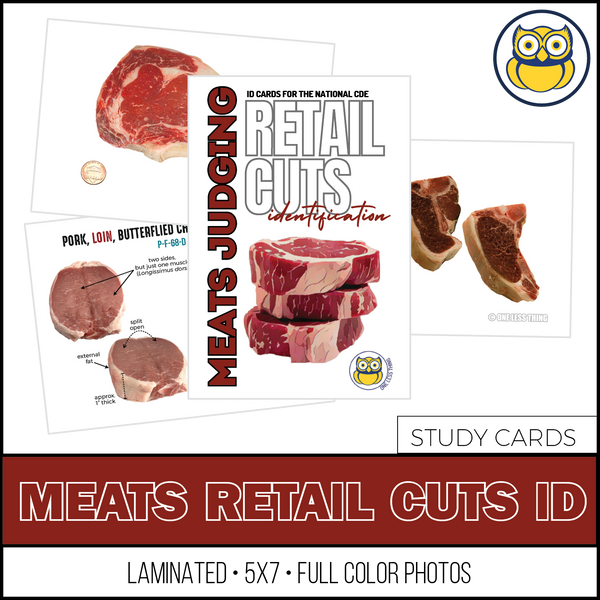 Meats Judging Retail Cut ID, LAMINATED CARDS - One Less Thing