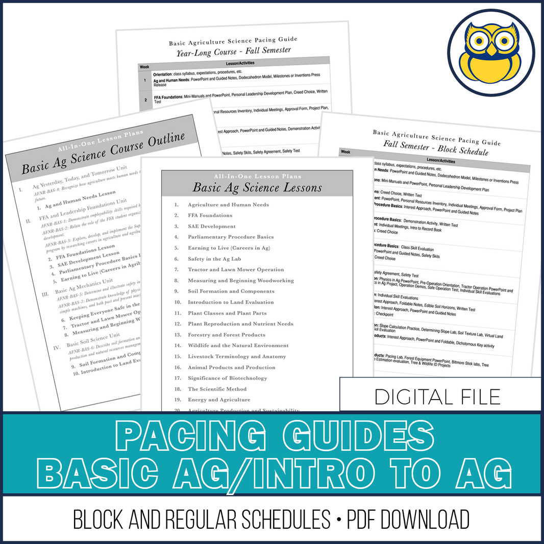Pacing Guide, BASIC AG – One Less Thing