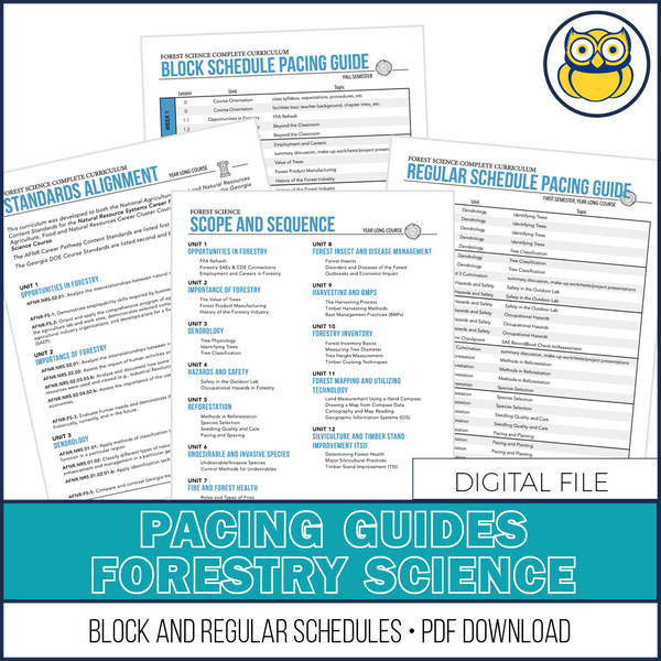 Pacing Guide, FORESTRY - One Less Thing
