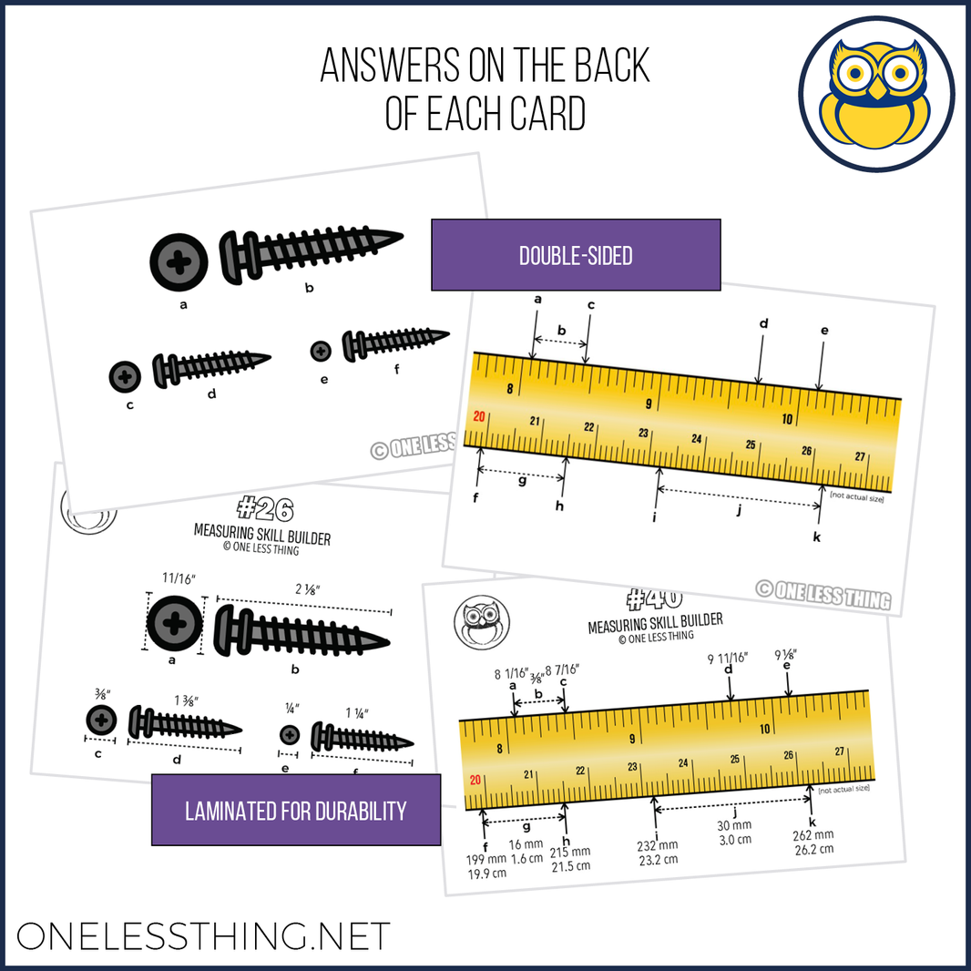 Measuring, Skill Builder Cards – One Less Thing