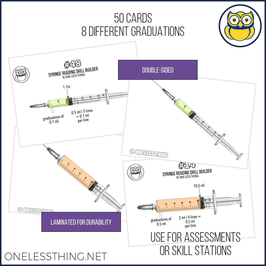 Syringe Reading, Skill Builder Cards – One Less Thing