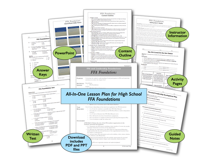 FFA Foundations High School, All-In-One Lesson Plan Download – One Less ...