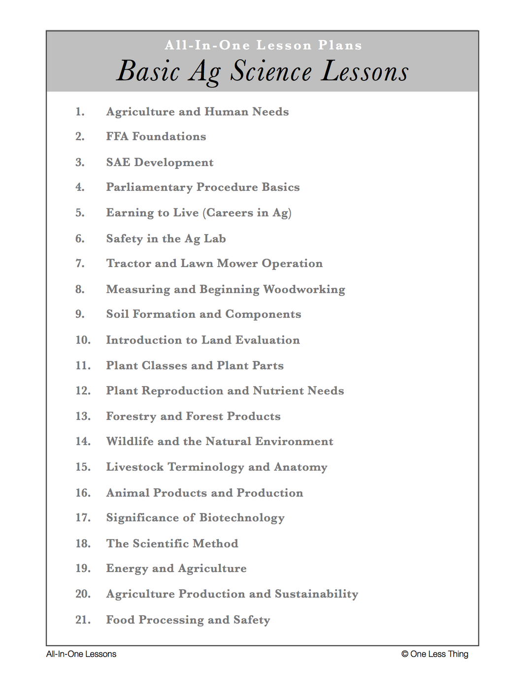 *Basic Ag High School, All-In-One Lesson Plans (Printed Copy Included ...