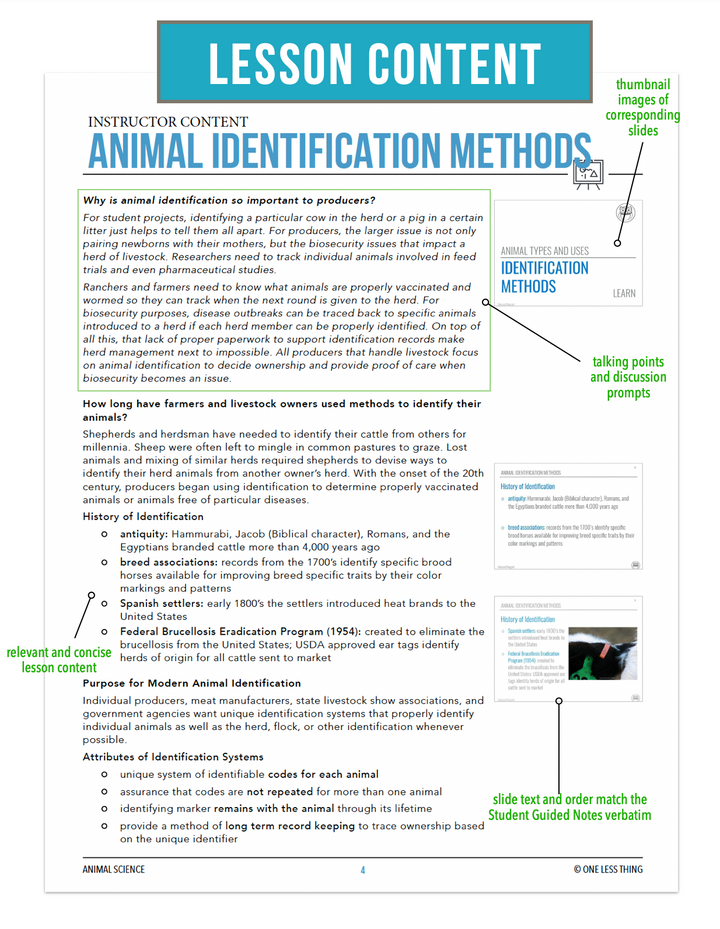 CCANS03.4 Animal Identification Methods, Animal Science Complete Curri ...