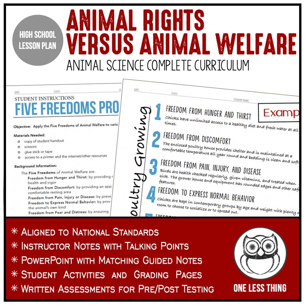 CCANS06.3 Rights vs Welfare, Animal Science Complete Curriculum – One ...