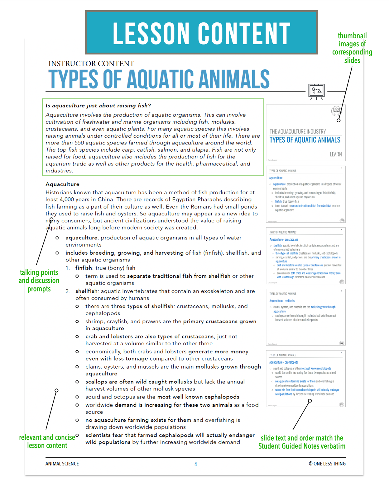 CCANS13.1 Types of Aquatic Animals, Animal Science Complete Curriculum ...