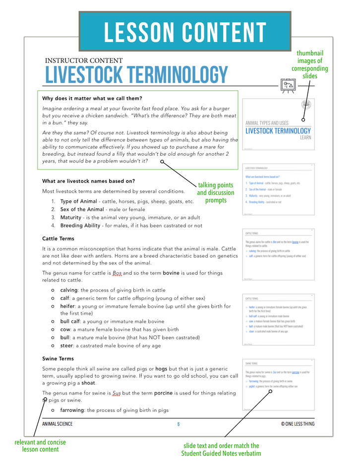 CCANS03.1 Livestock Terminology, Animal Science Complete Curriculum ...