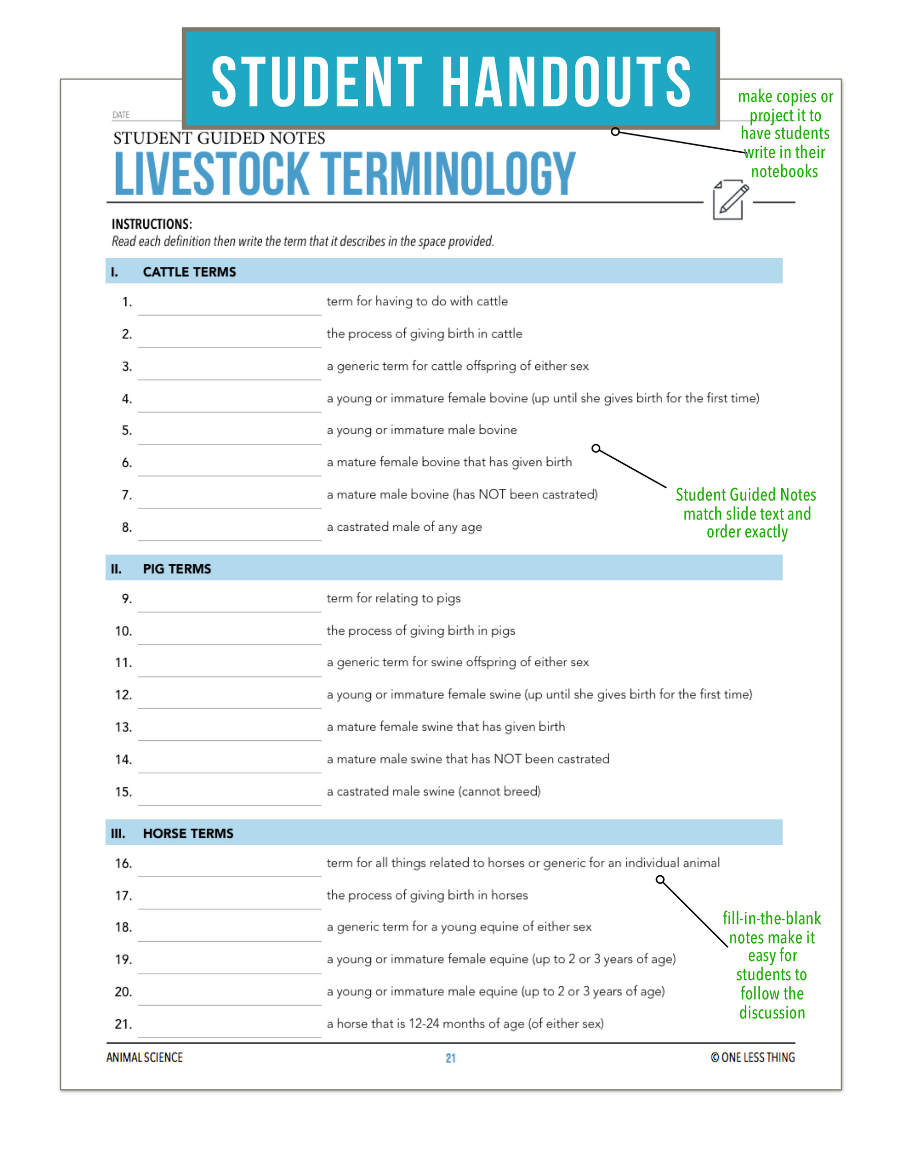 CCANS03.1 Livestock Terminology, Animal Science Complete Curriculum ...