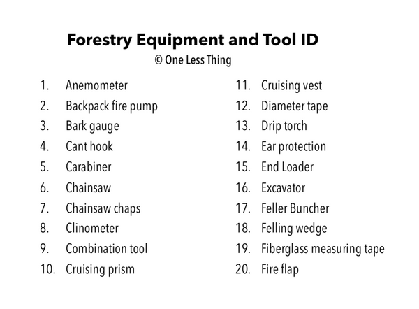 Forestry Equipment and Tools ID, IDPix cards - One Less Thing