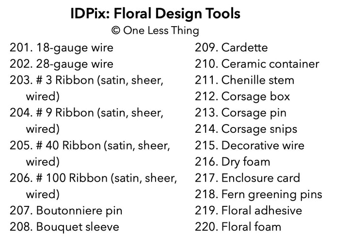 Floral Design Tools ID, IDPix Cards – One Less Thing